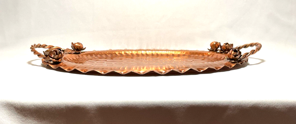 GREGORIAN COPPER ~ Early Solid Copper 17.75" Oval SERVING TRAY w ...