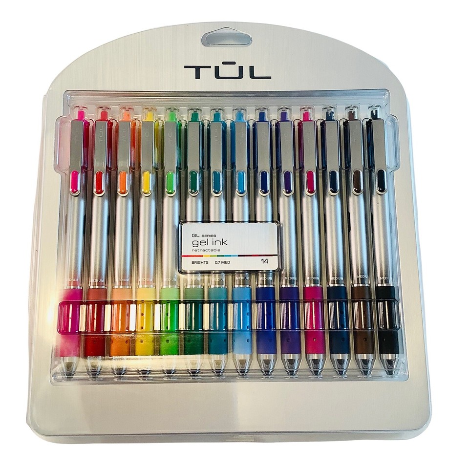 TUL Gel Ink Pens Bright Colors 14 ct Silver Barrel, 0.7 Med Multiple ...