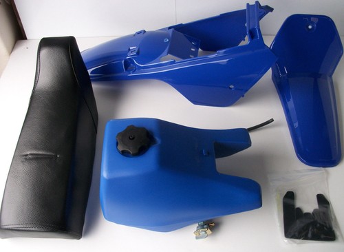 For YAMAHA PW80 1983-2013 Gloss Blue Plastics Kit Mudguard Tank Seat PW ...