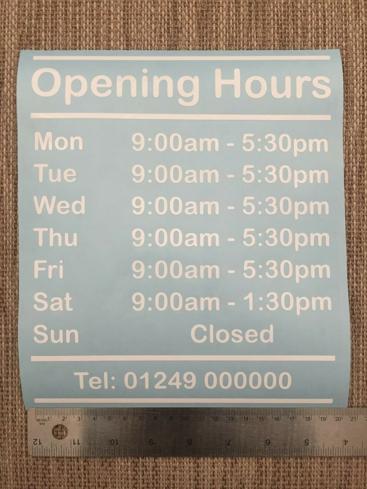 Personalised Shop Opening Hours Window Door Vinyl Decal Sticker ...