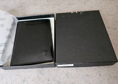 Black leather Wallet with clear ID window by Gianni Versace. Made in ...