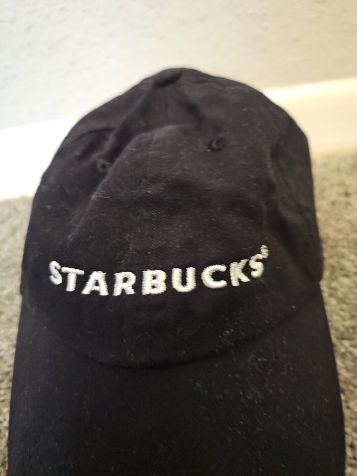 Starbucks Hat Cap Employee Worker Uniform Adjustable Black White ...