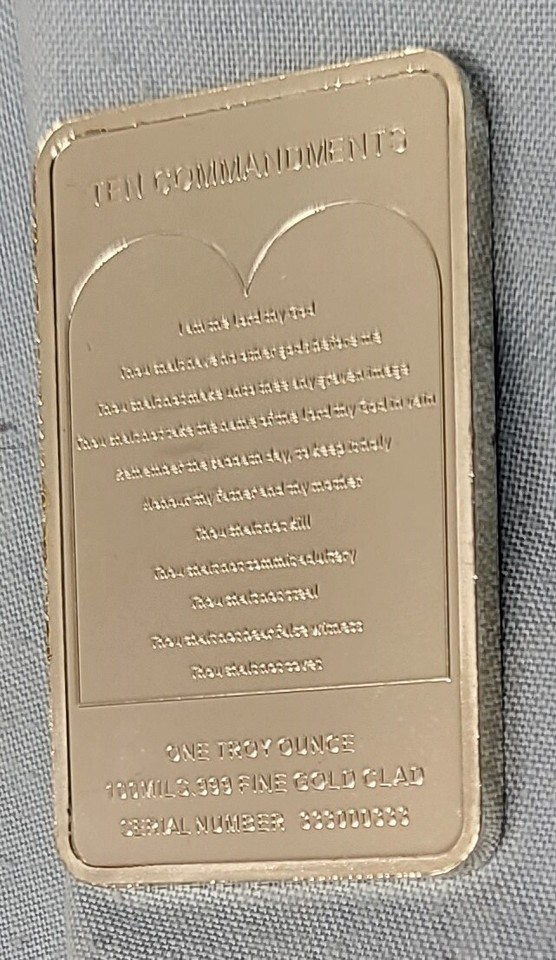 Jesus 10 Commandments Silver Gold Bar COA Box Coin Old Stamps Case ...