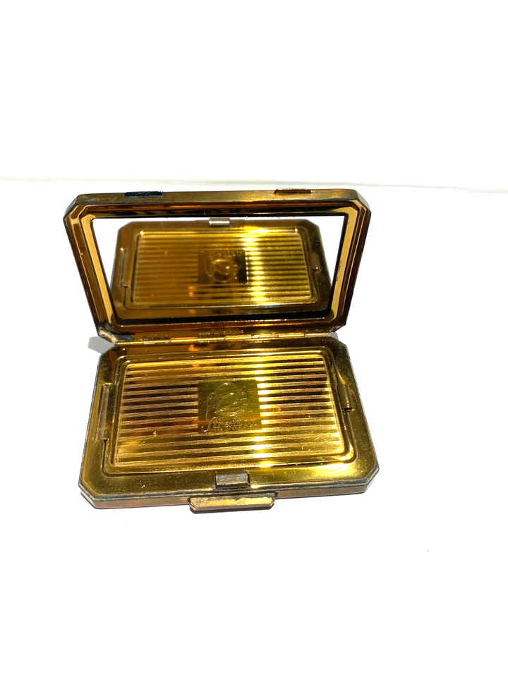 VINTAGE STRATTON RECTANGULAR POWDER COMPACT WITH BLACK FACETED ...