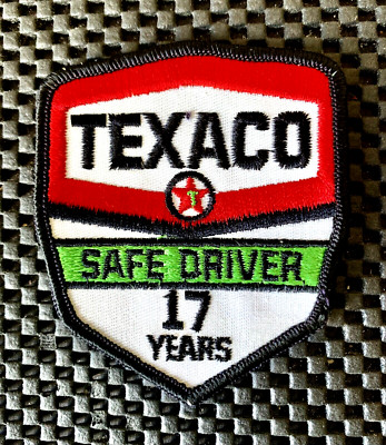 TEXACO SAFE DRIVER 17 YEARS EMBROIDERED SEW ON ONLY PATCH GAS 3" x 3 1/ ...