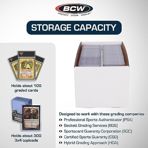 5 BCW Graded Card Shoe Storage Box 2 Row Cardboard Lid PSA Beckett ...