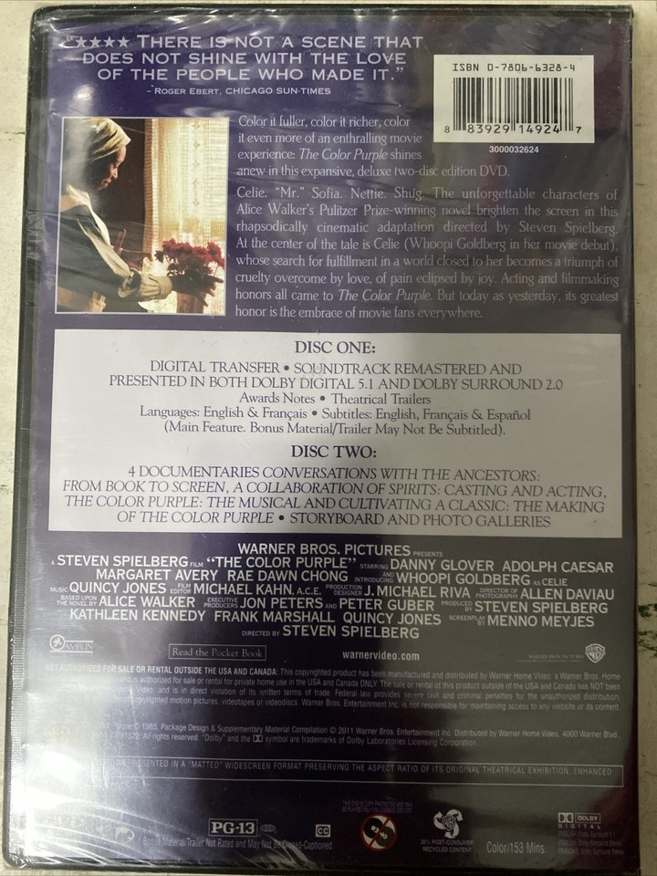 The Color Purple (DVD, 2011, 2-Disc Special Edition) Brand NEW - Danny ...