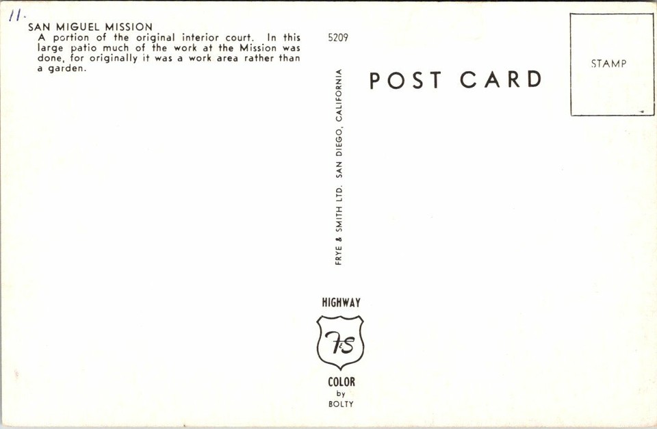 Interior Court San Miguel Mission Camino Real California Vintage ...