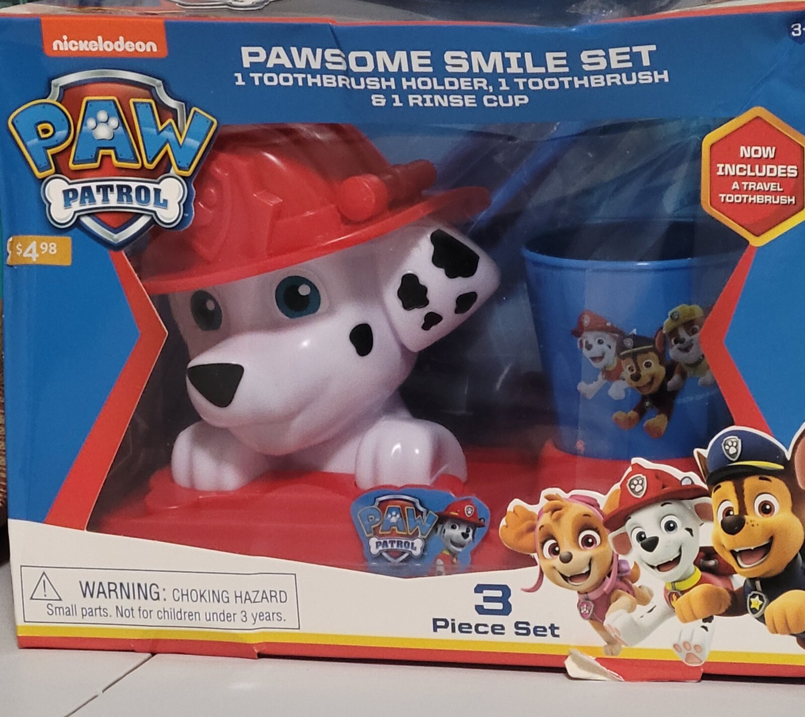 Nickelodeon Paw Patrol Smile 3 Piece Set Toothbrush Rinse Cup & Holder ...