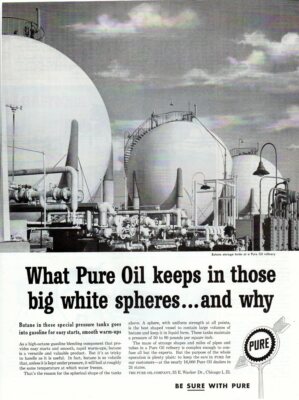 Vintage advertising print Gas Oil PURE Sphere Butane Storage Tanks ...