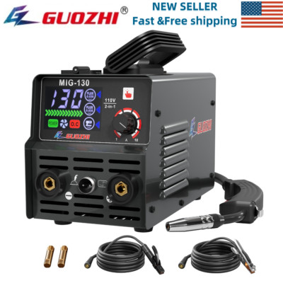 GZ GUOZHI 130A MIG Welder , 110V 2 in 1 Welder, Flux Core Welder/Stick ...