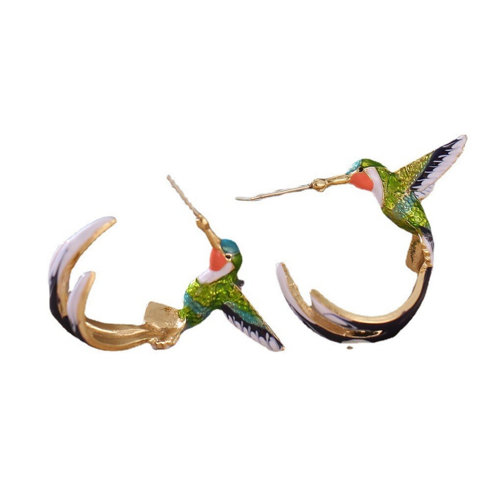 Cute Hummingbird Shaped Oil Drop Earrings Women's Earrings Jewelry ...