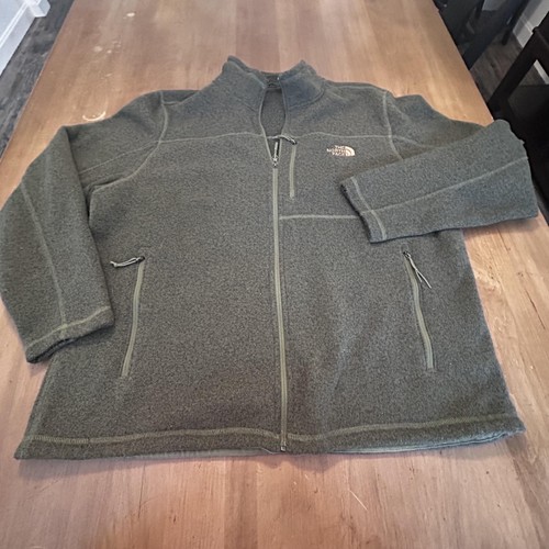The North Face Fleece Jacket Mens 2XL Green Full Zip Chest Zip Pocket ...