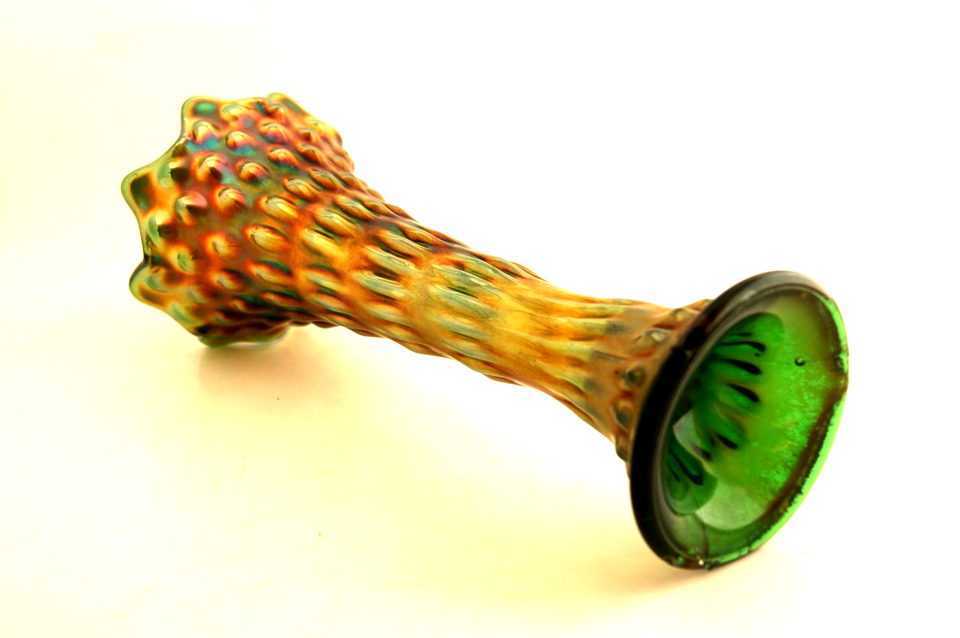 Vintage Northwood 9 1/4" Rustic Green Carnival Glass Tree Trunk Vase | eBay