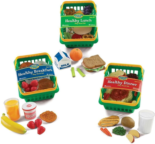 Pretend & Play Healthy Foods Set, 3 Baskets of Plastic Play Food, Ages ...