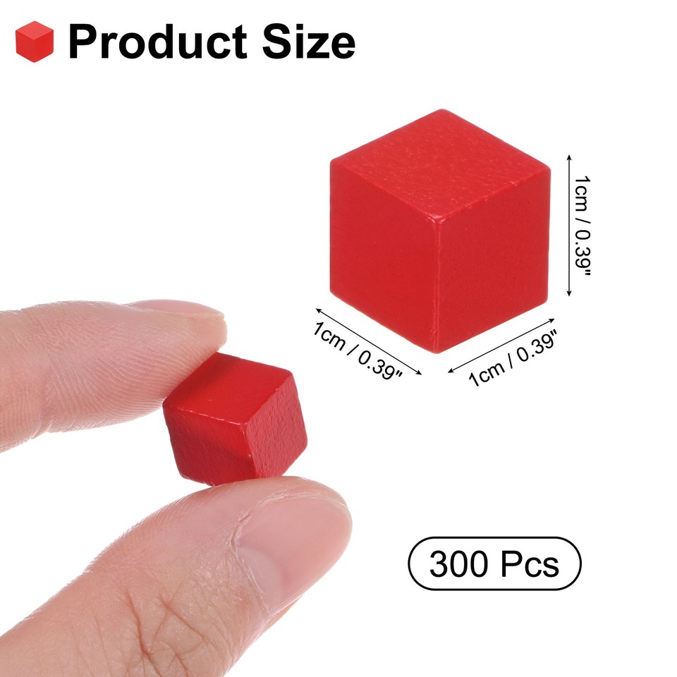 300Pcs Wood Blocks for Crafts, 1cm Cube Pine Wood Square Block, Red ...