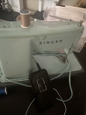 1964 Vintage Singer Robin egg Blue Sewing Machine Model 347 w/pedal | eBay