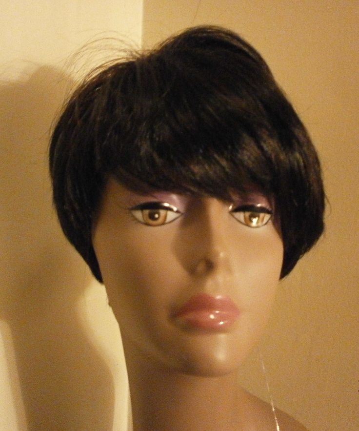 Pixie Cut Wigs for Black Women with Bangs Black Color Short Wave Human ...