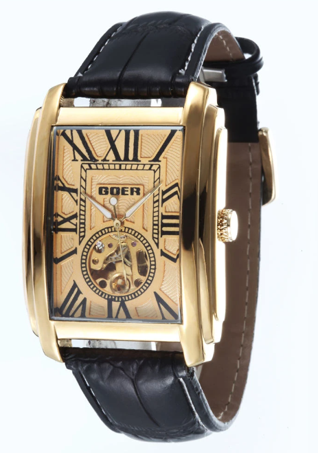 Retro Men's Watch Automatic Mechanical Wrist Watch Skeleton Leather ...
