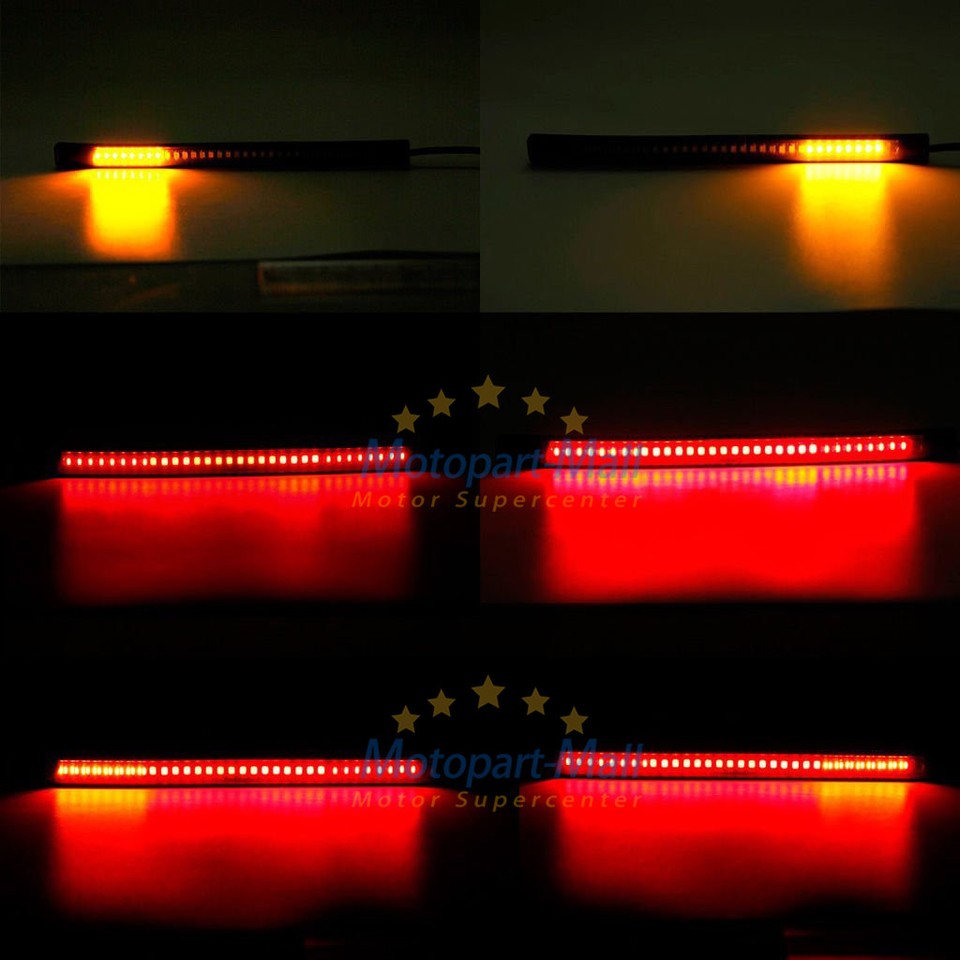 4 Flexible Motorcycle LED Strip 48LED Tail Brake Stop Turn Signal ...