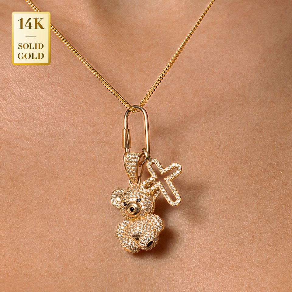 14K REAL Solid Gold Charm Enhancer Connector, Durable Chain Enhancer ...