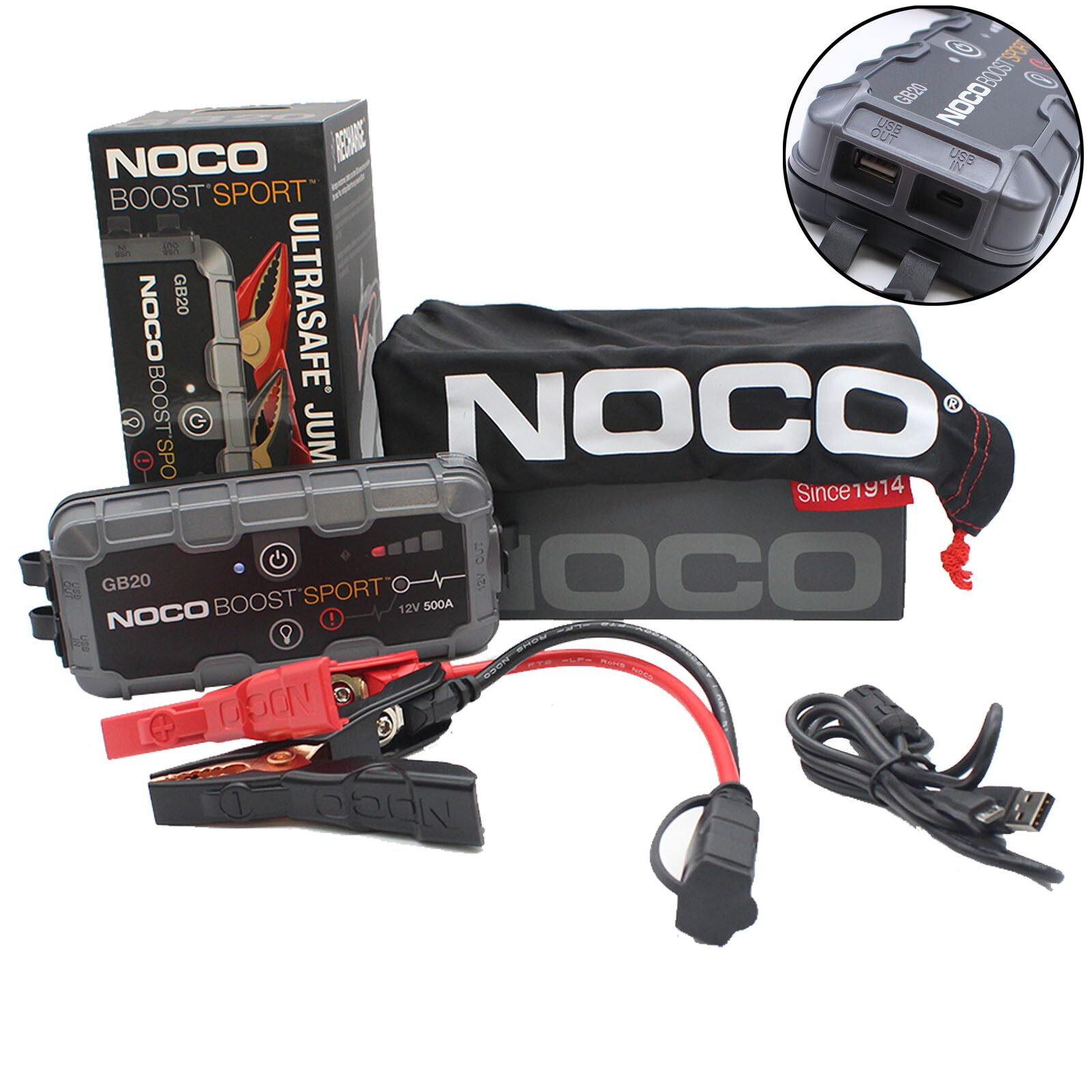 New NOCO BOOST SPORT GB20 12V 500A Lithium, ULTRA SAFE JUMP STARTER CAR ...