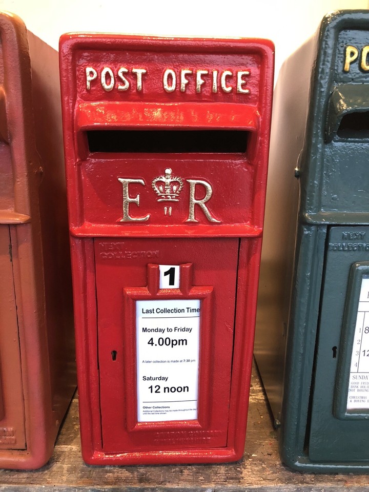 Post Box Cast Iron Post Office ER Red British Post box Reproduction ...