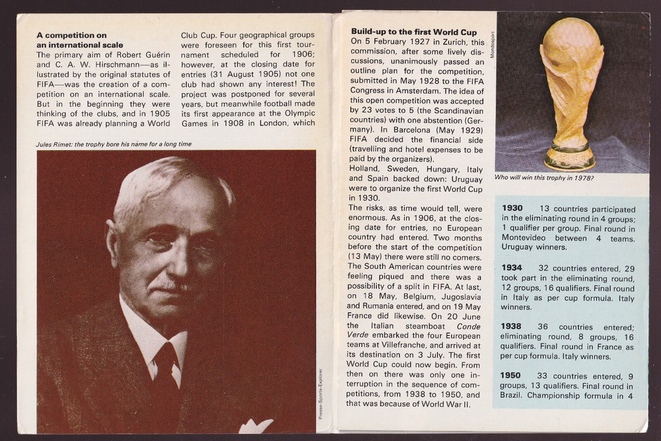 SOCCER The World Cup Football 1977 SPORTSCASTER TRIPTYCH BOOKLET CARD ...