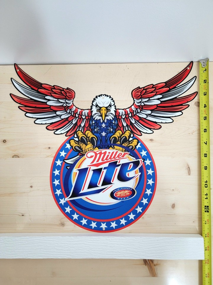 Huge American Eagle Miller Lite Metal Sign Man Cave Bar Pub Decor 15 ...