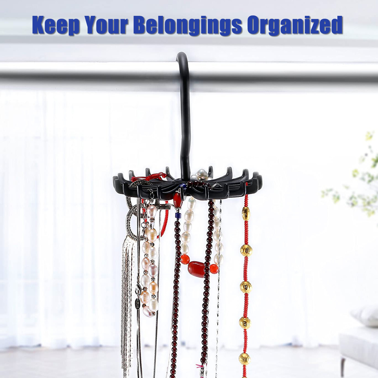 3X Neck Tie Rack 360° Adjustable Hanger Organizer Scarf Belt Hook ...