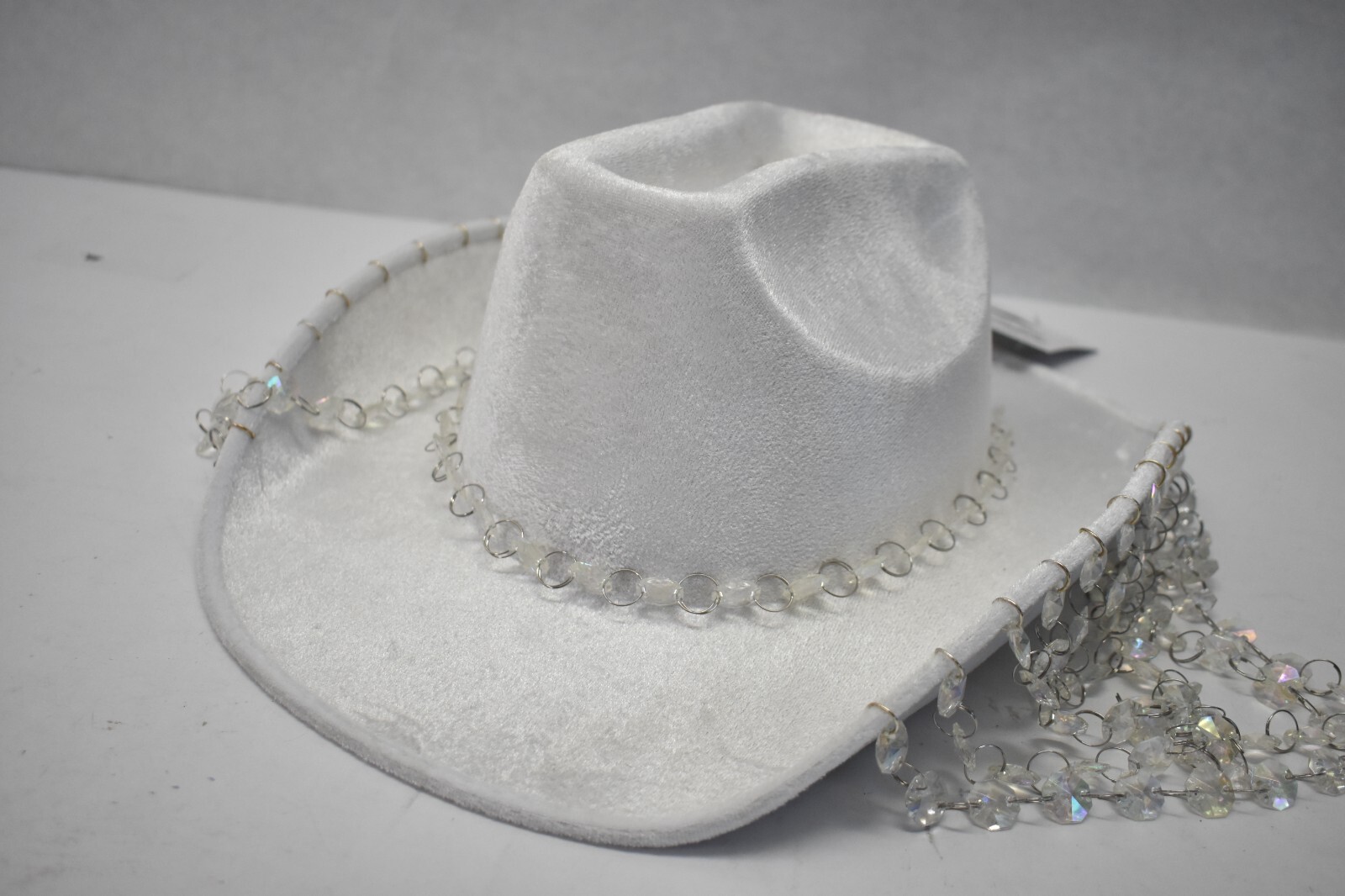 KBW Women's White Cowgirl Cowboy Hat Jewel Fringed Brim Ages 14 ...