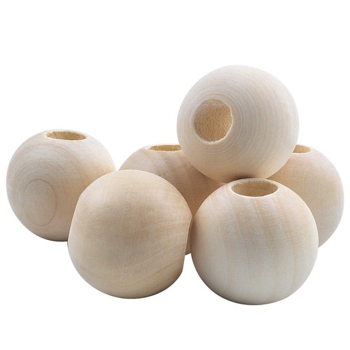 25 Pieces Wooden Beads, Natural Round Wood Loose Beads Wood Spacer 30mm ...