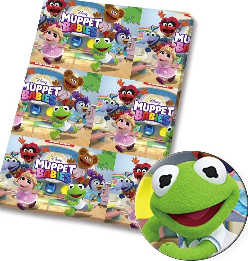 Muppet Babies Kermit Frog Miss Piggy polyCotton Fabric Half Yard (18” x ...