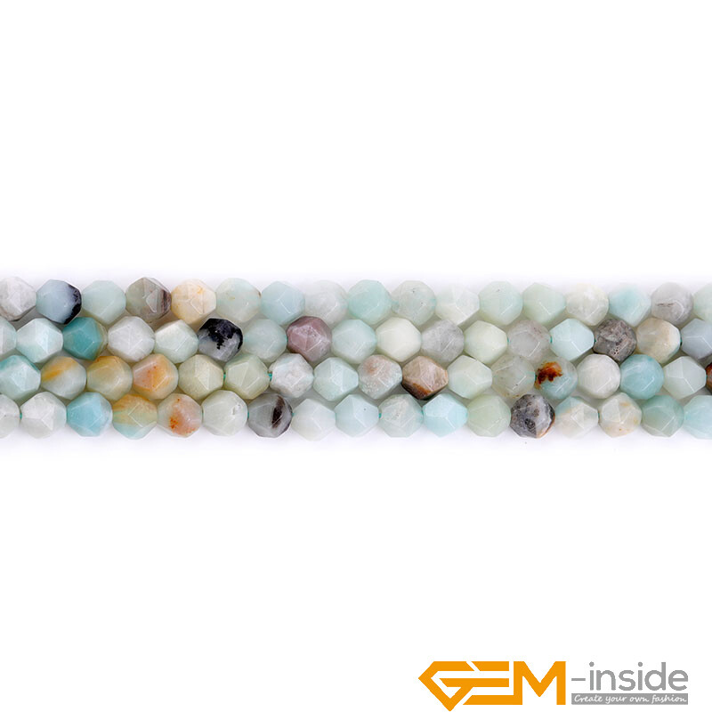 Natural Multi-Color Amazonite Gemstone Polygonal Faceted Round Beads ...