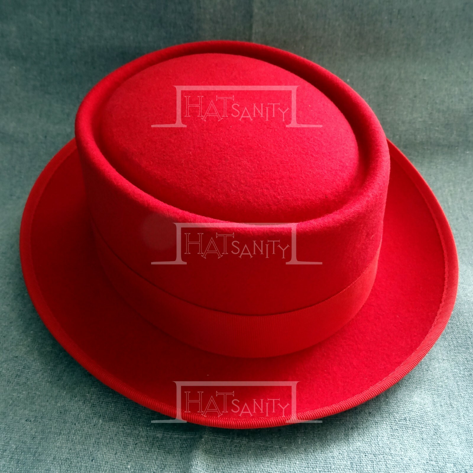 CLASSIC Wool Felt Pork Pie Hat Men Stingy Brim Flat Top Porkpie | Red ...
