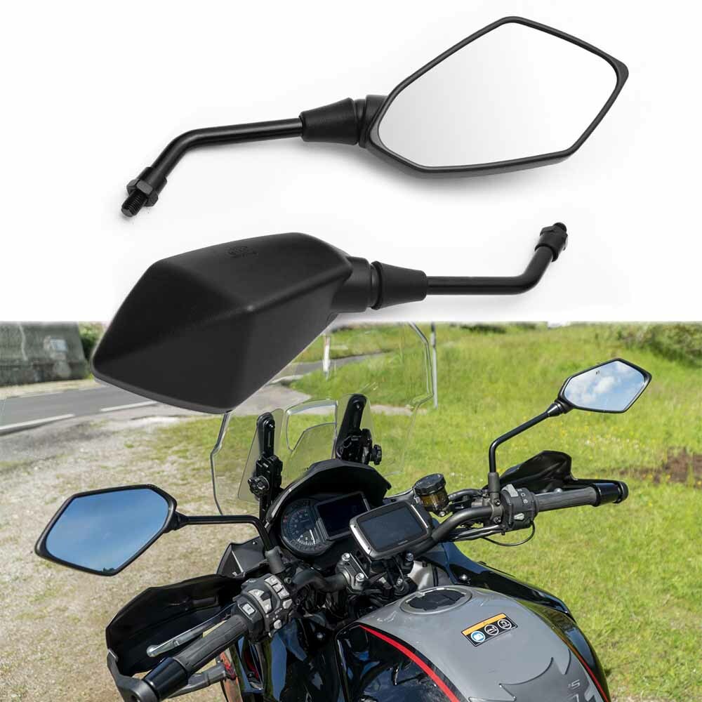 Black Motorcycle Rearview Side Mirrors 10mm For Kawasaki Z1000 Z900