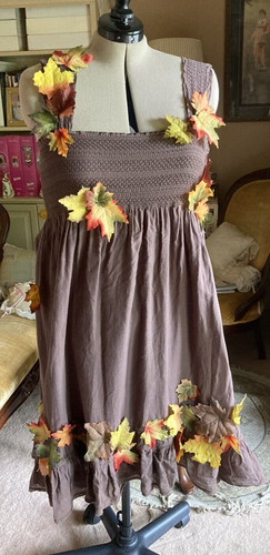 Renaissance Medieval Upcycled Dress Autumn Falling Leaves Fairy Sprite ...