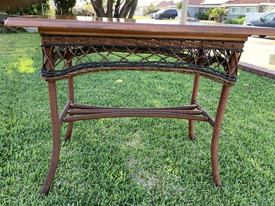 Antique Wicker Wood Side Table | eBay