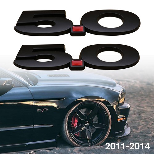 2pcs Matte Black 5.0 Emblem Badge Fit For Mustang GT Side Fender Emblem ...