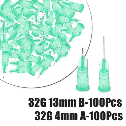 100pcs 32G 4mm 13mm needles Piercing Syringe Injection glue W/ Clear ...