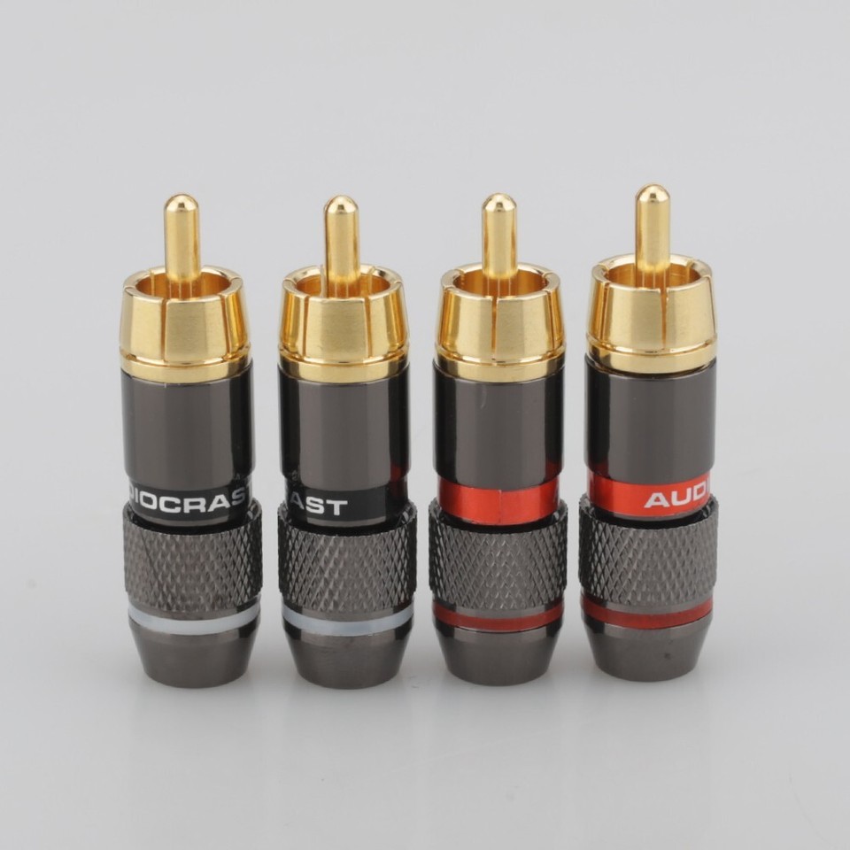 8Pcs Gold Plated 6mm RCA Plug Male Double Self-Locking Lotus Wire RCA ...
