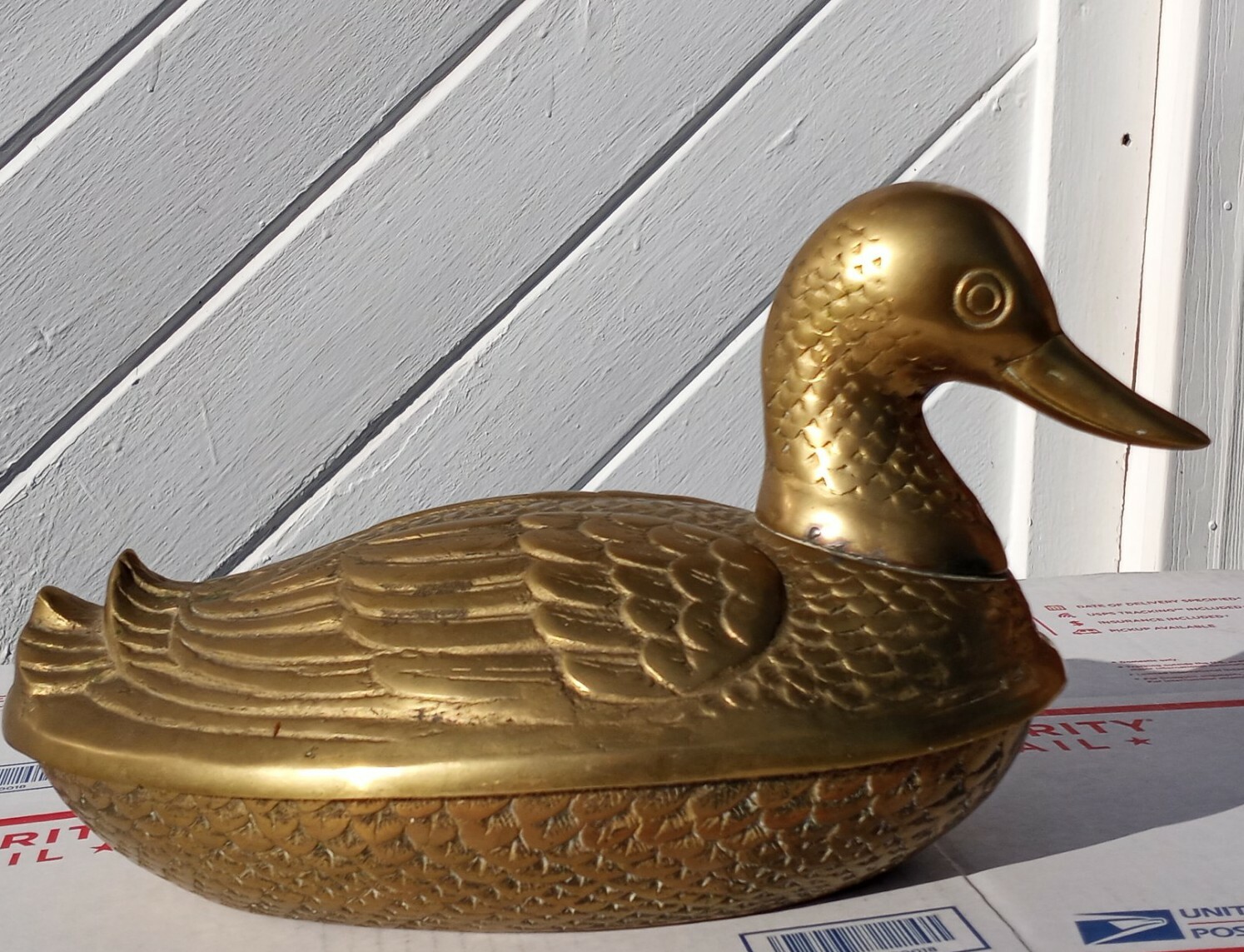 Vintage Large Brass Duck Bird Covered bowl Box Container. Asian art ...