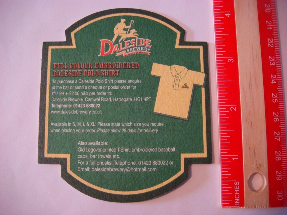 Beer Coaster ~ DALESIDE Brewery Bitter Ale ~ Harrogate, North Yorkshire ...