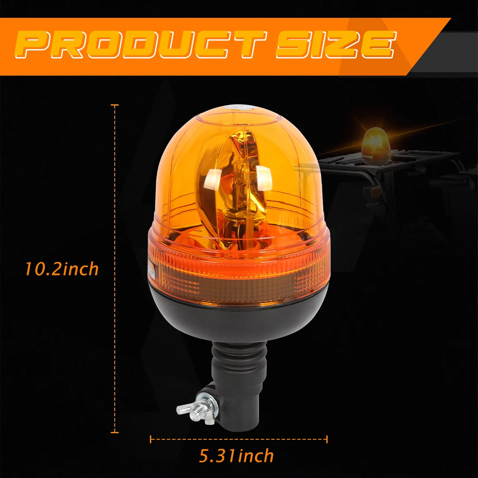 Halogen Rotating Flashing Beacon Flexible DIN Pole Mount Tractor ...