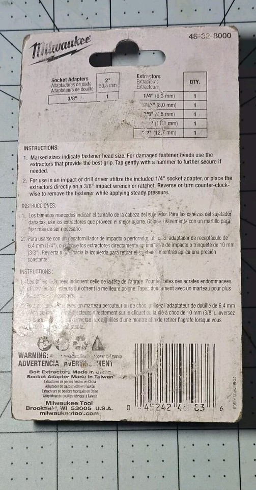 Milwaukee Shockwave 48-32-8000 Impact Duty Bolt Extractor Set NEW ...
