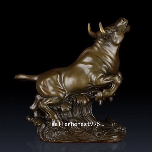 Home Deco Art Sculpture Copper Brass Zodiac OX Oxen Cattle Bull Cow ...
