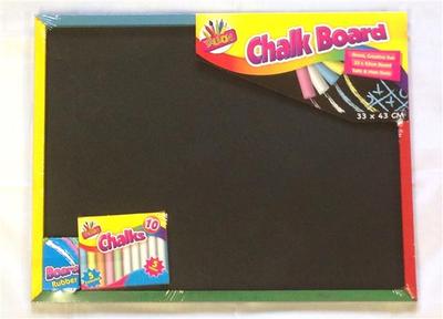 Children's Kids Large Art Chalkboard 10 Chalks & Board Rubber Eraser ...