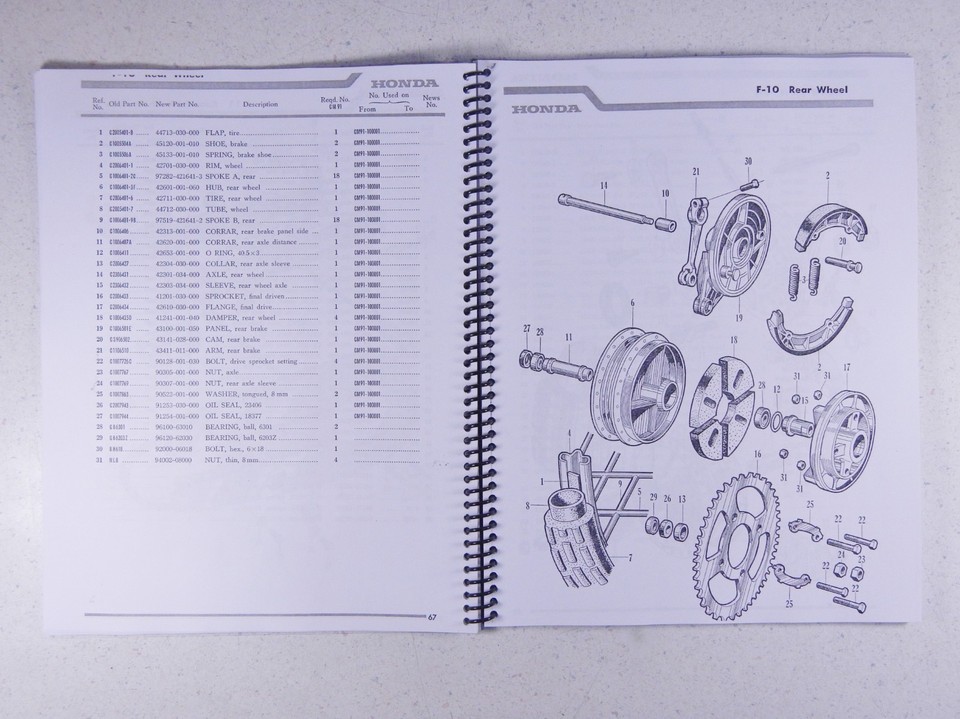 66-69 HONDA C90M CM91 90 Parts Fiche Fish Diagram Book Manual Catalog ...