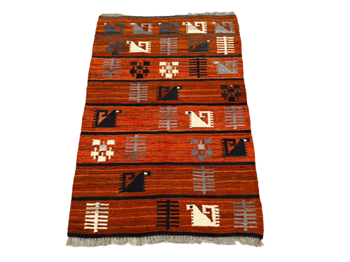 Vintage Polish Folk Art Pictorial Flat Weave Kilim Handmade Rug 121x82 ...