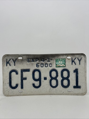 Kentucky Truck License Plate 6000 KY Tag Vintage 4/1/1983 White Blue ...